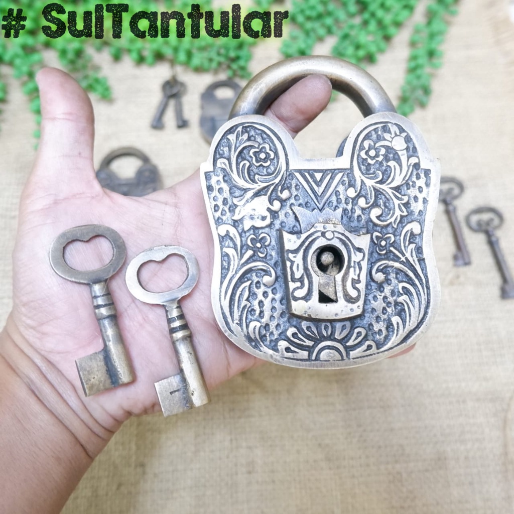 Jual KUNCI GEMBOK BESAR BAHAN FULL KUNINGAN MOTIF POLOS & BATIK MODEL ...