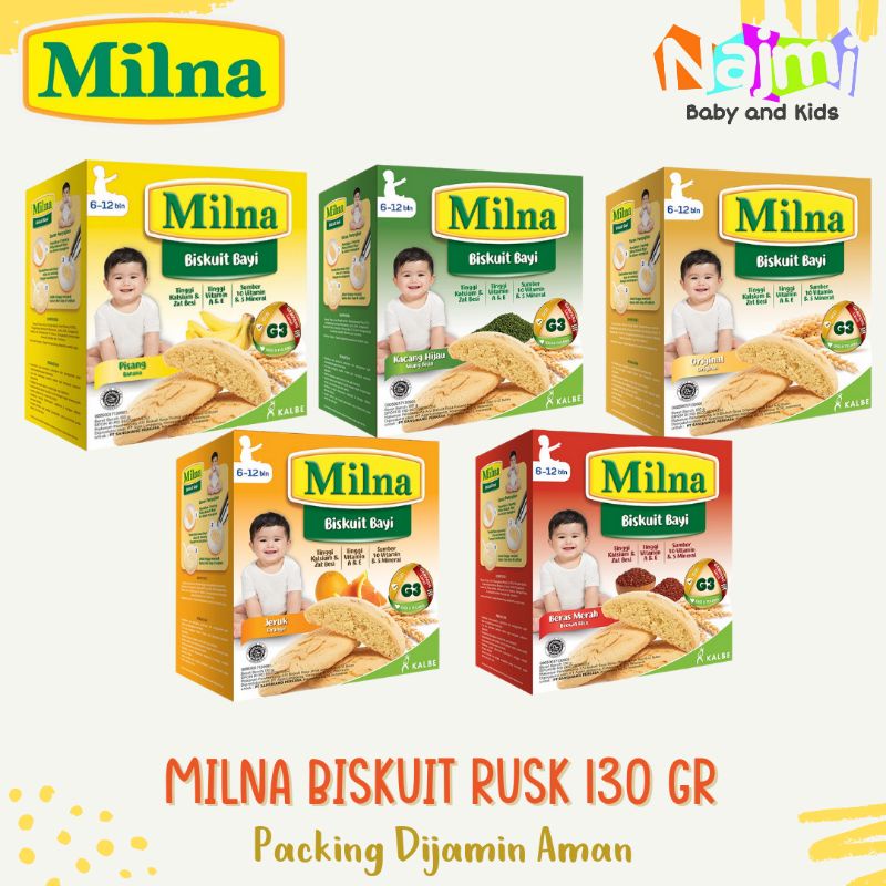 Jual Milna Biskuit Rusk Bayi DHA 130 gr | Snack MPASI Rasa Original ...