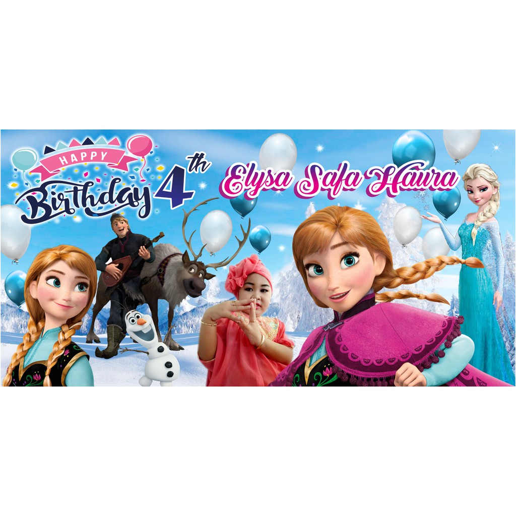 Jual Frozen / Backdrop / Banner Ultah Uk 60cm x 60cm | Shopee Indonesia