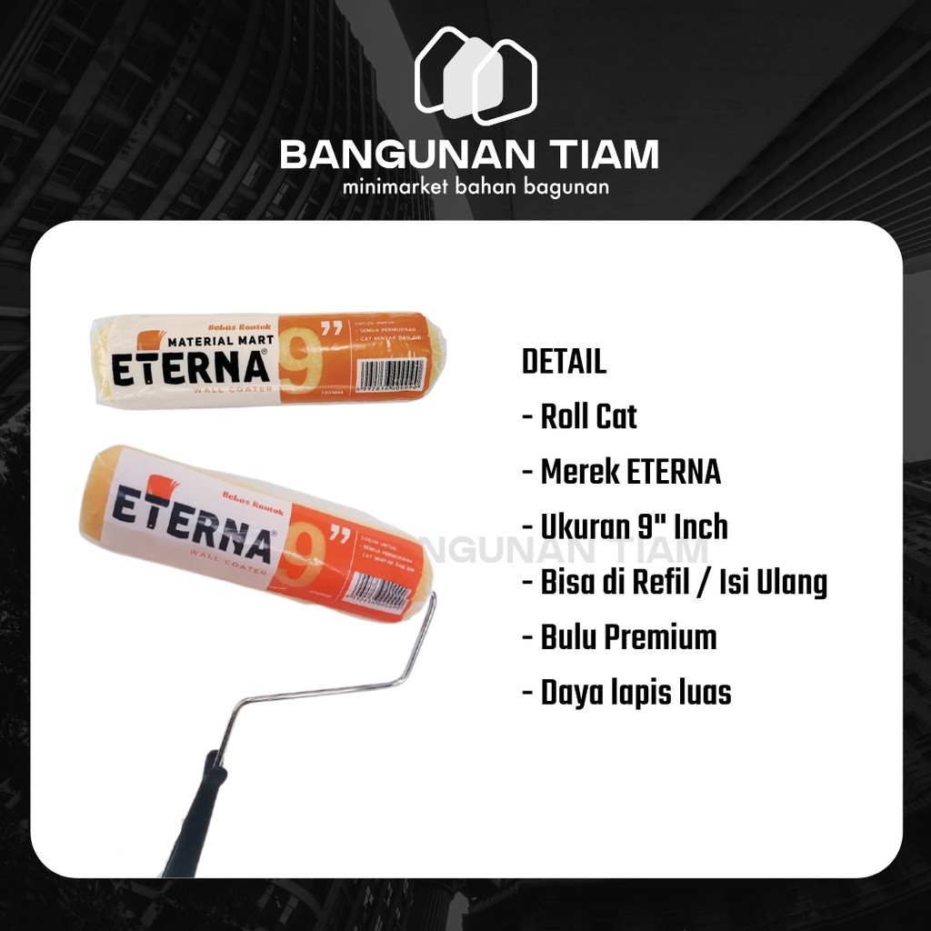 Jual ROLL 9 " inch CAT TEMBOK ISI ULANG ETERNA BULU BUSA ~ ROL KUAS ...