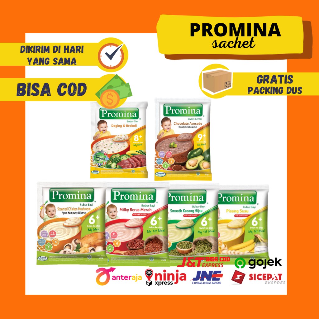 Jual Promina Sachet Bubur Susu Bayi MPASI 6 Bulan Kacang Hijau Pisang ...