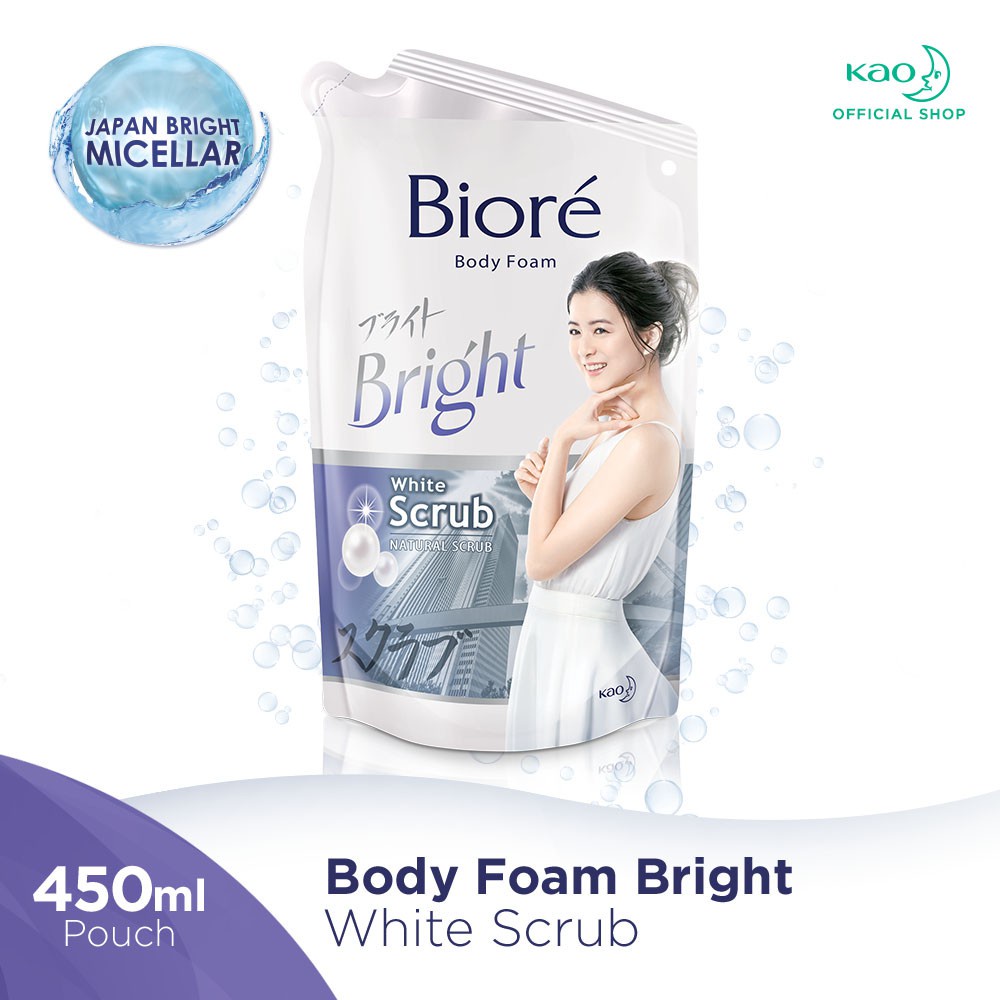 Jual Biore Bright Body Foam White Scrub Refill Netto 450 ml | Shopee ...