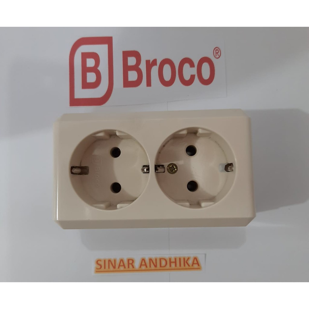 Jual Stop Kontak Broco 2 Lubang Outbow Cream 15420 | Shopee Indonesia