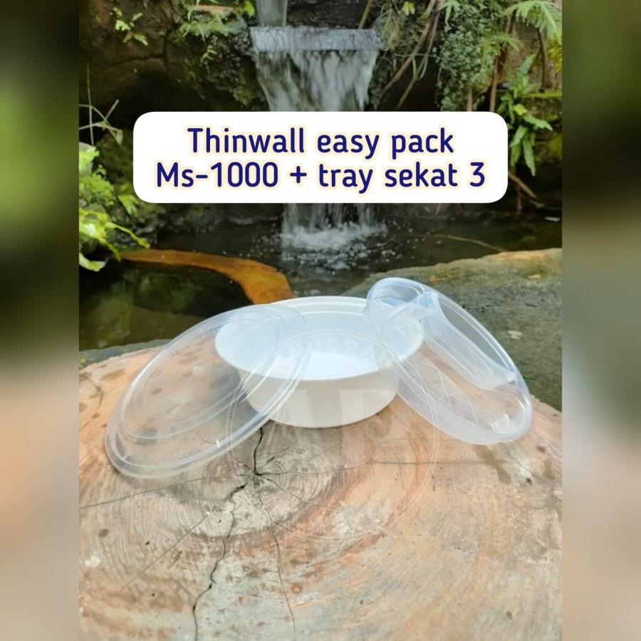 Jual Thinwall Mangkok Easy Pack Putih susu MS - 1000 + Tray Sekat 3 ISI -+ 25 PCS | Shopee Indonesia