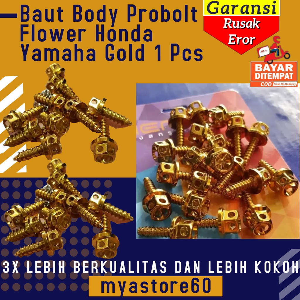 Jual Baut Baud Body Bodi Probolt Pro Bolt Flower Bunga Gold 1 Pcs ...