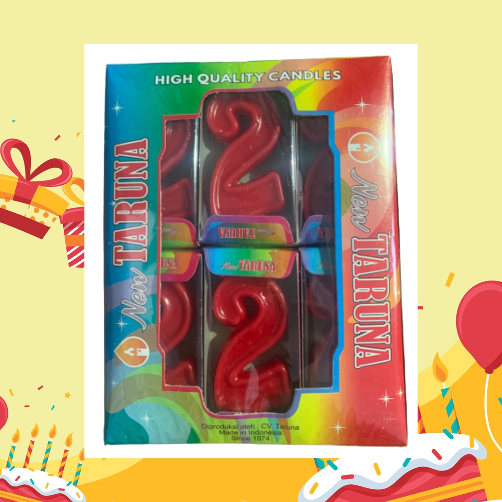 Jual LILIN ULANG TAHUN / LILIN ANGKA NOMOR 2 WARNA MERAH / LILIN NEW ...