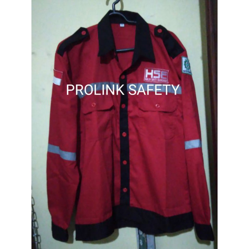 Jual SERAGAM SAFETY MERAH HSE KANCING FREE LOGO KAIN PREMIUM ATASAN ...