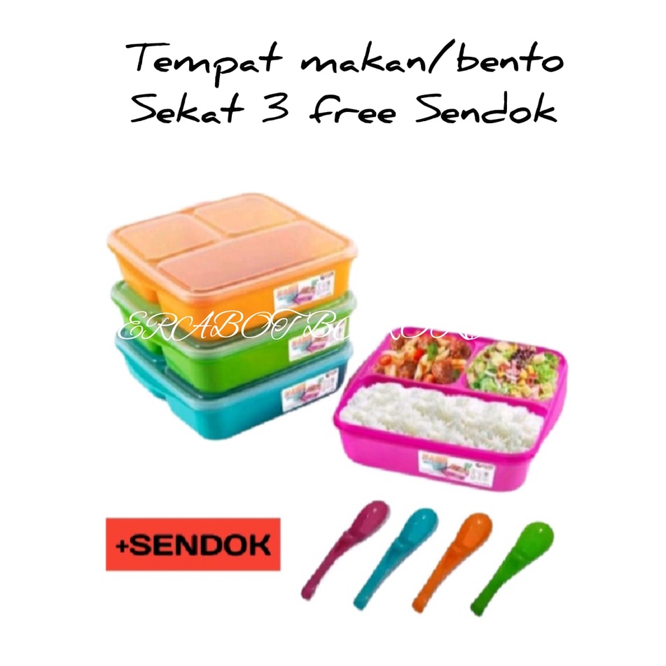 Jual Lunch Box / Kotak Makan Bento / Tempat Lauk Nasi Sekat 3 clio nara ...