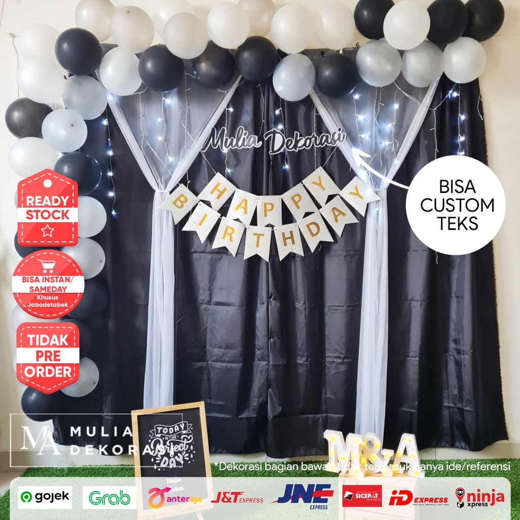 Jual Dekorasi Background Ulang Tahun Tema Monochrome Hitam Putih ...