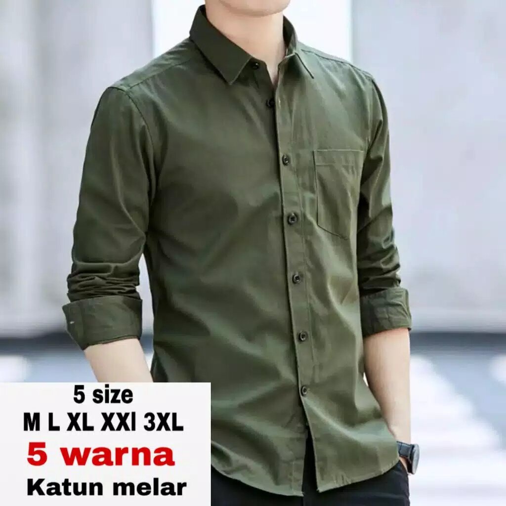 Jual [FAST SHIPPING] Kemeja Polos Hitam - Kemeja Hitam Polos Lengan ...