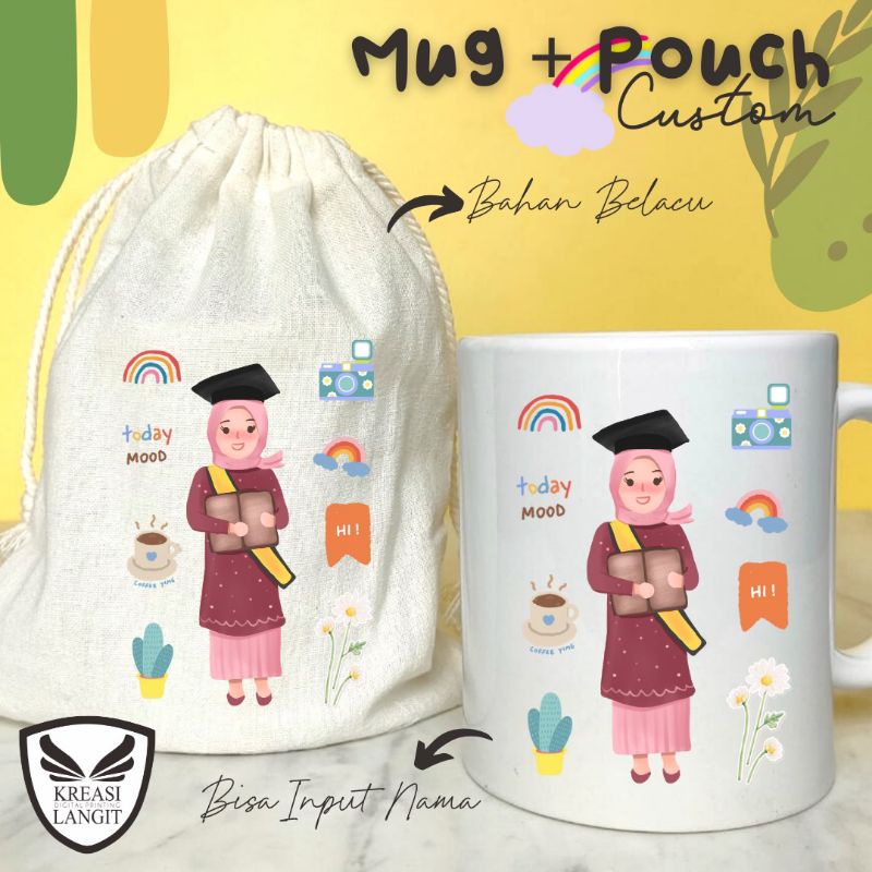 Jual MUG DAN POUCH CUSTOM MURAH TEMA WISUDA / KADO WISUDA / HADIAH ...