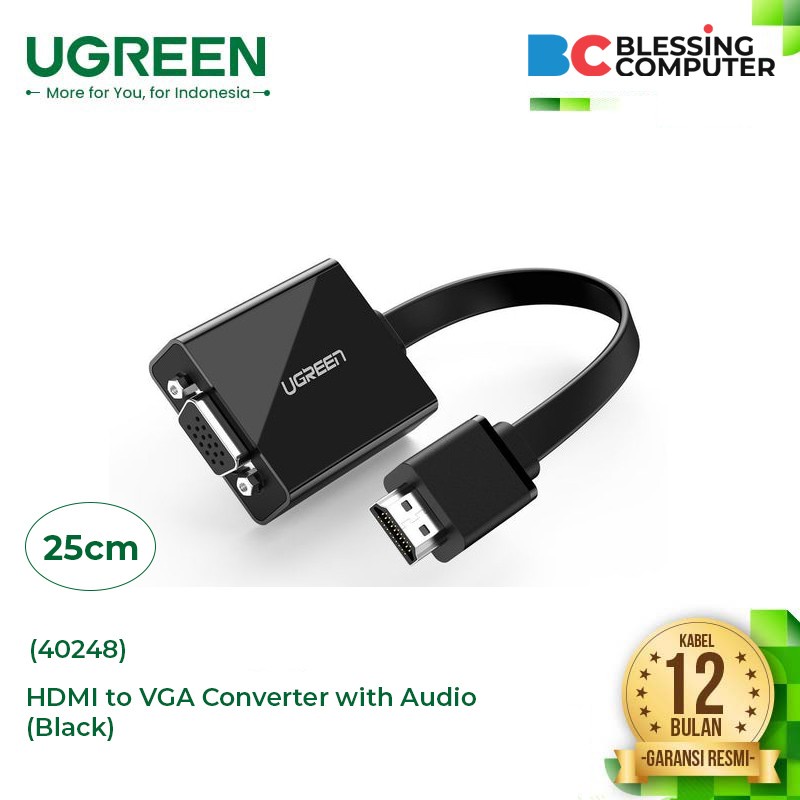 Jual UGREEN 40248 HDMI to VGA Converter with Audio 25cm / Adapter HDMI VGA | Shopee Indonesia
