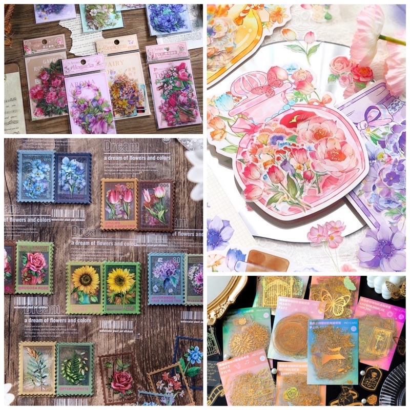 Jual 10pc sticker bahan PET for scrapbook journal journaling bujo gold ...