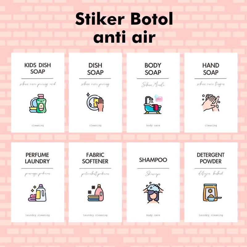 Jual Stiker Label Botol Sabun Deterjen Perlengkapan Kamar Mandi Anti ...