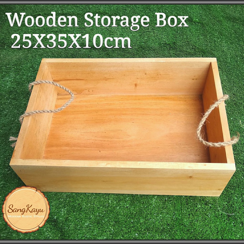 Jual Wodden Storage Box 25X35X10 CM Kayu Kotak Penyimpanan Serbaguna ...