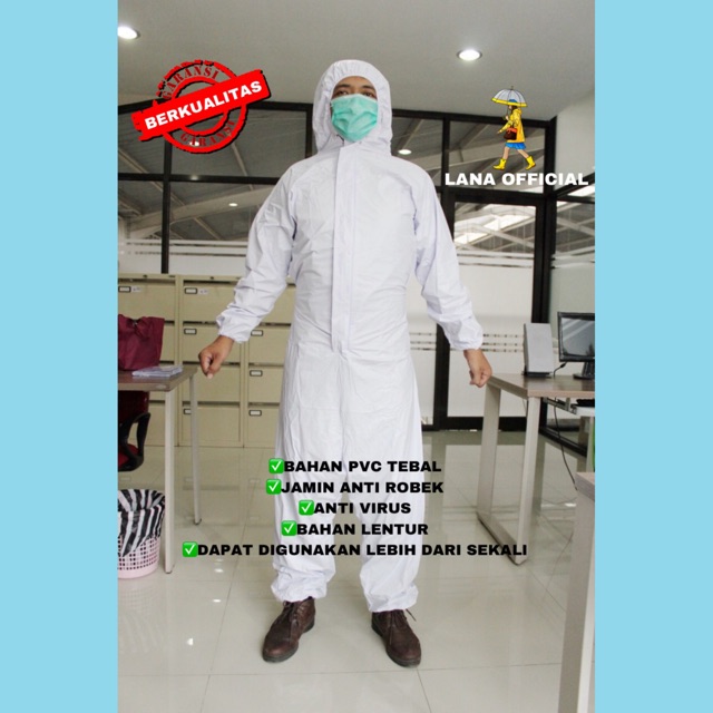 Jual BAJU HAZMAT SUIT APD PREMIUM/ ANTI CORONA BAHAN PVC SUPER TEBAL ...