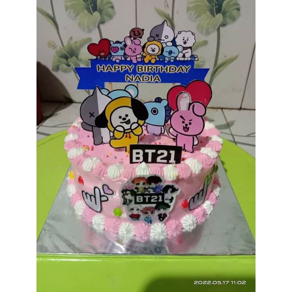 Jual CAKE ULTAH KARAKTER BTS BT21 / KUE ULANG TAHUN BTS | Shopee Indonesia