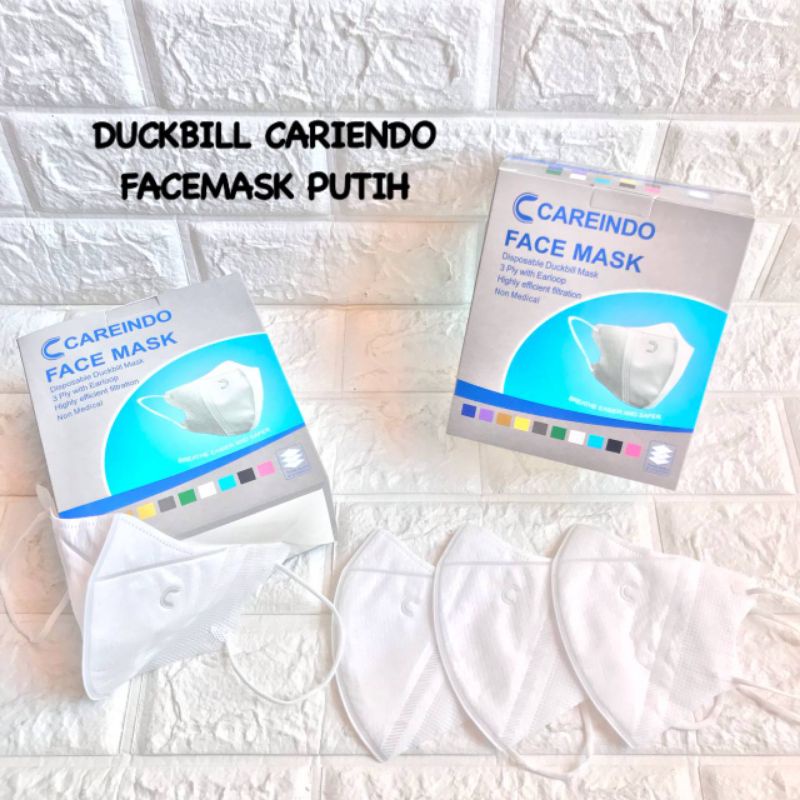 Jual MASKER DUCKBILL DEWASA EMBOS CAREINDO WARNA PUTIH 1 BOX ISI 50 PCS ...