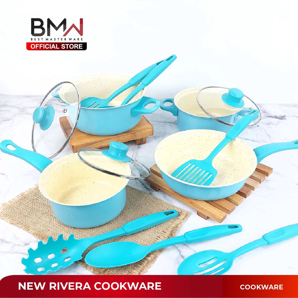 Jual BMW Kitchen Ware - Teflon Riverra Panci Set Warna Frypan Saucepan ...