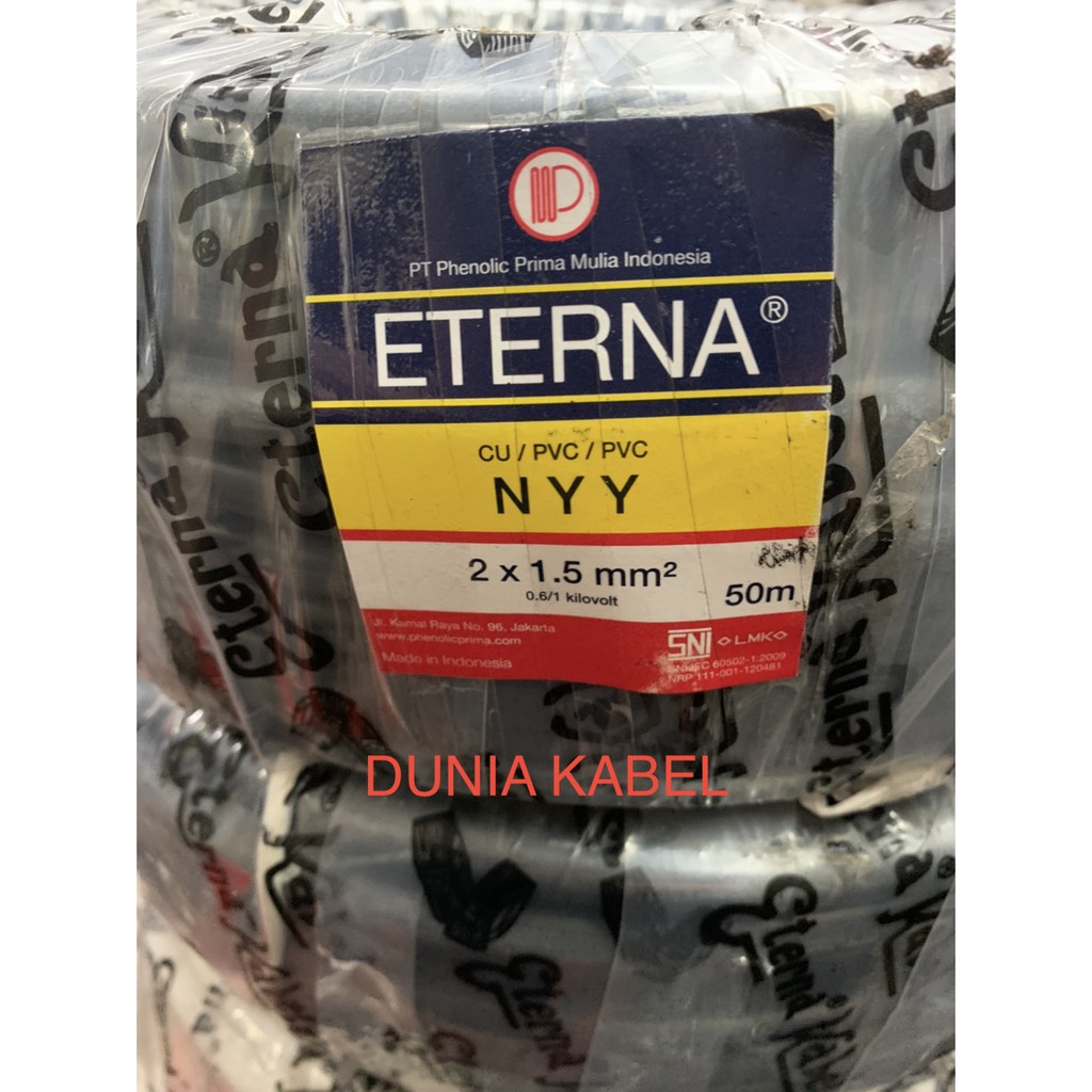 Jual Kabel Kawat / NYY Eterna 2x1.5 2 X 1,5 warna Hitam @50 meter | Shopee Indonesia