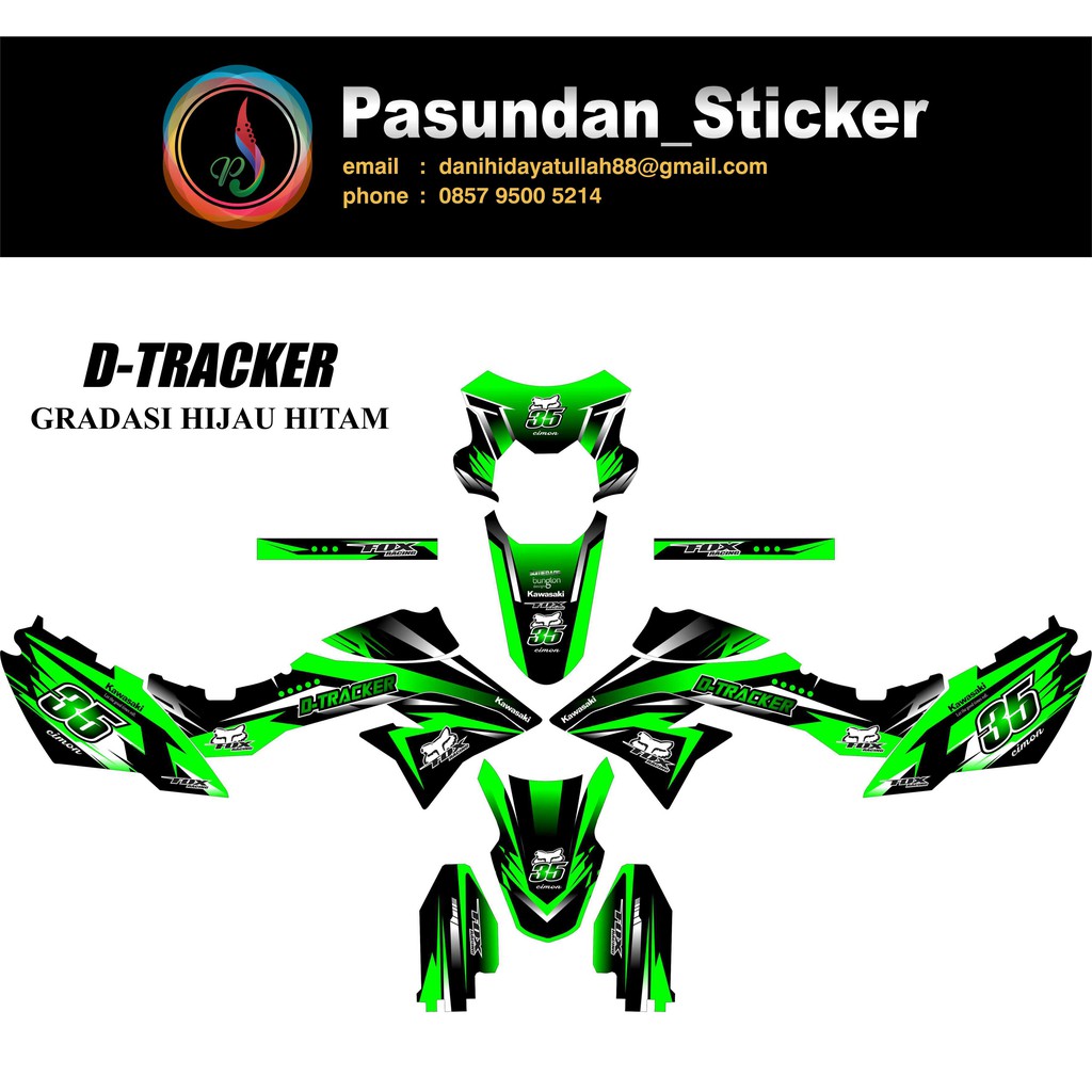 Jual DECAL STICKER D-TRACKER GRADASI HIJAU HITAM | Shopee Indonesia