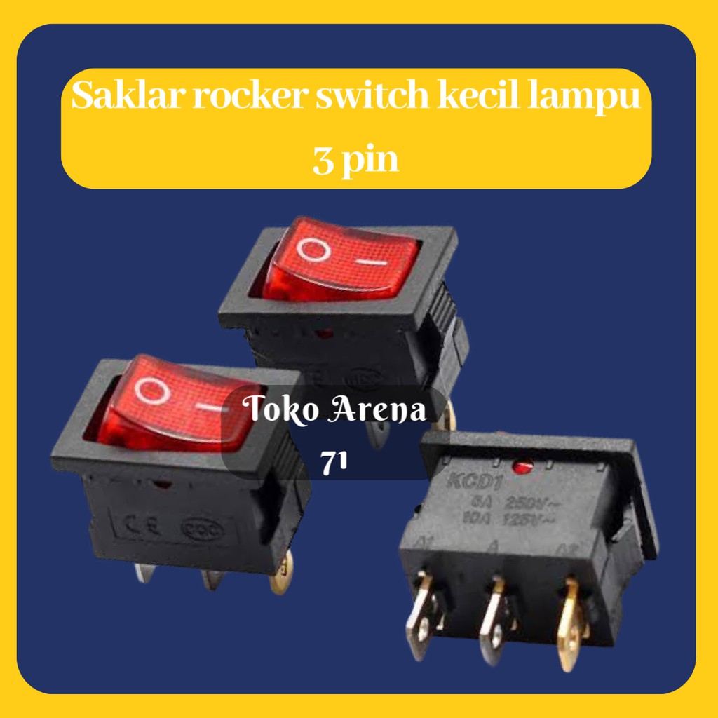 Jual Saklar Rocker Switch Lampu Kecil 3 Pin / Switch Lampu Kecil ON OFF ...