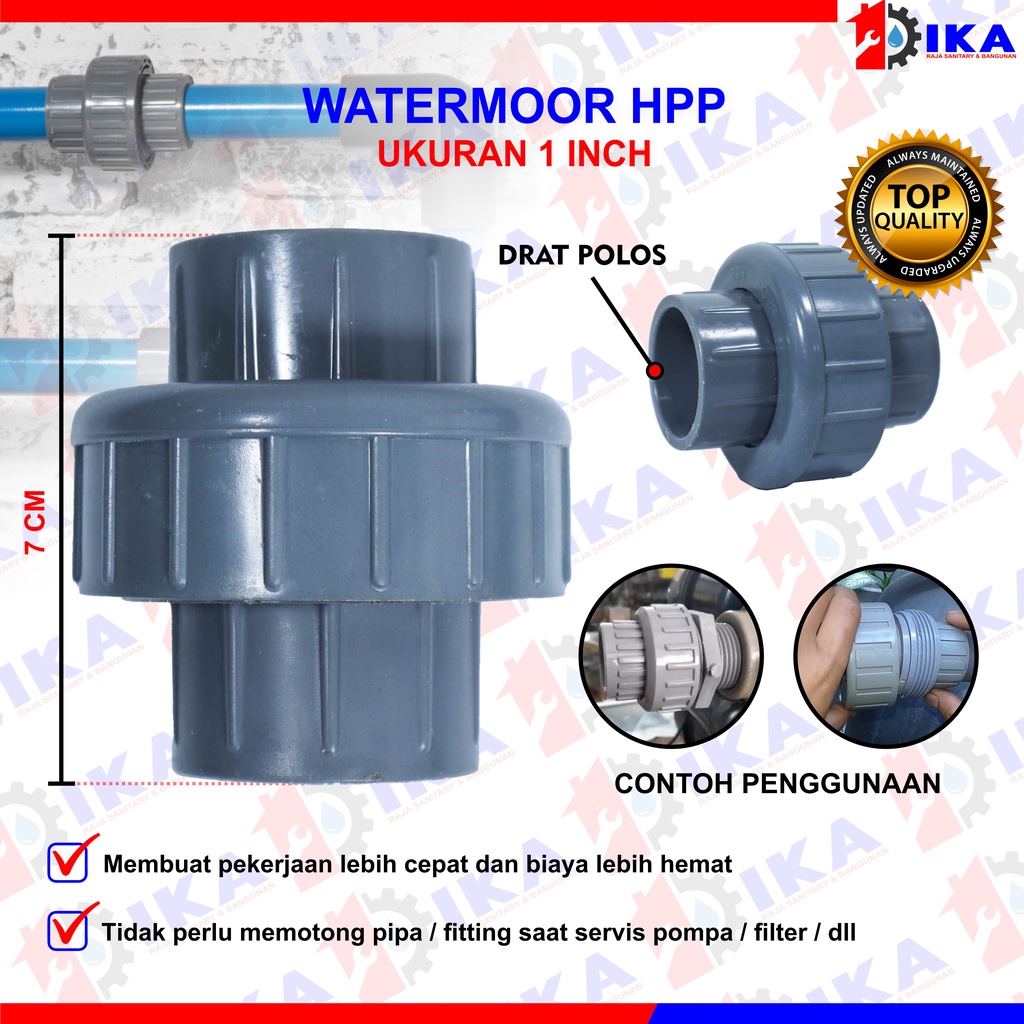 Jual WATERMUR WATERMOOR POLOS & DRAT LUAR PVC 1 - 1/2 - 3/4 INCH WATER UNION SOCKET SAMBUNGAN ...