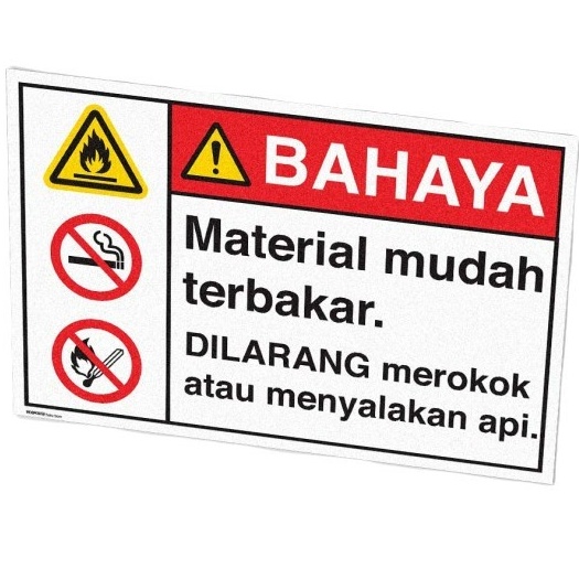 Jual sign akrilik bahaya material mudah terbakar dilarang meroko ...