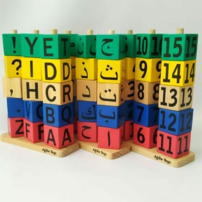Jual ALZ Mainan Kayu Balok Huruf Hijaiyah dan Angka | Shopee Indonesia
