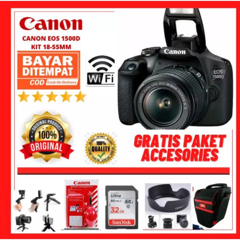 Jual CANON EOS 1500D KIT 18-55MM | Shopee Indonesia