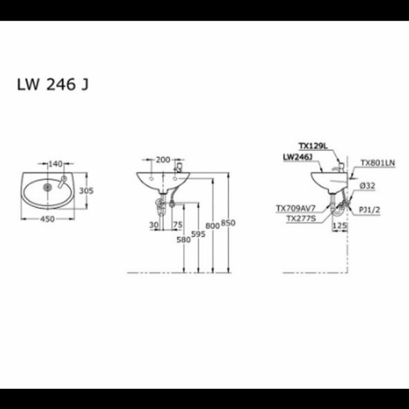 Jual WASTAFEL TOTO LW246J + KERAN + SIFON + FLEXIBEL / WASTAFEL TOTO KOMPLIT LW 246J LW 246 J ...