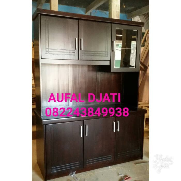 Jual Lemari dapur rak piring tempat gelas kitchen set minimalis jati ...
