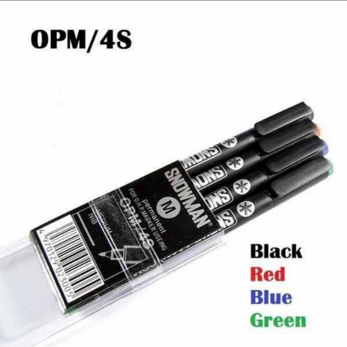 Jual Snowman Permanent OHP Marker OPM 4S / Fine Nib Set 4 | Shopee ...