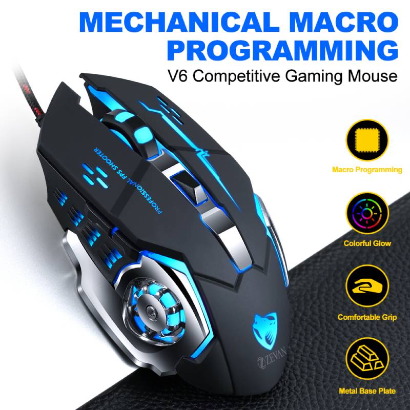 Jual ZEVAN Mouse GAMING Wired RGB 7-COLOR T-WOLF LED V6 Mouse Kabel ...