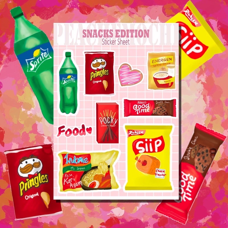 Jual SNACK INDONESIA STICKER SHEET VINYL DOFF / Indonesian snacks ...