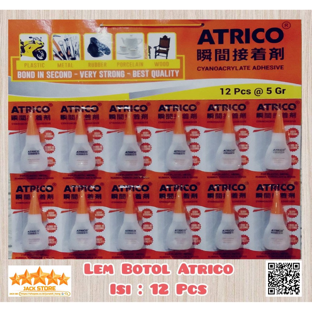 Jual LEM BOTOL ATRICO RENCENG / LEM PEREKAT / LEM BESI | Shopee Indonesia