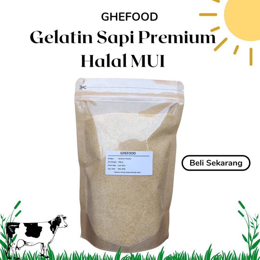 Jual Gelatine Powder/Gelatin Bubuk Sapi Premium Import Halal MUI 250 gr ...