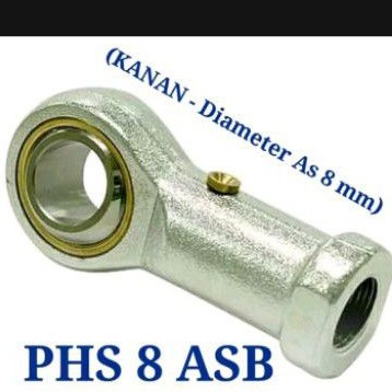 Jual bearing Rod end pillow ball laher PHS 8 ASB (drat kanan) ukuran 8mm x 22mm x 47mm | Shopee ...