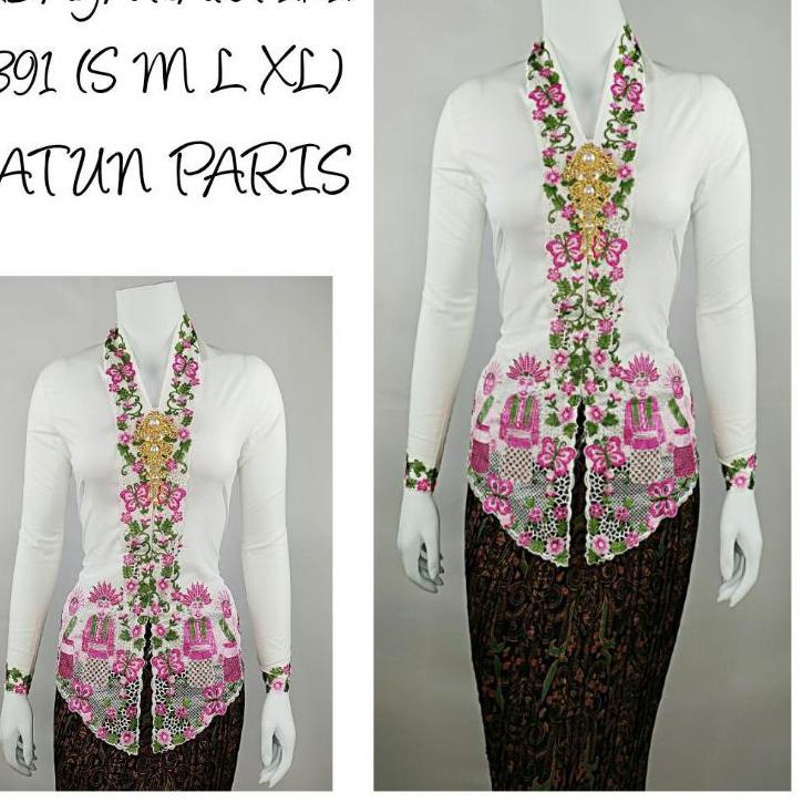 Jual Paling Bagus|SQ24|Indah KEBAYA ENCIM MODERN PUTIH LENGAN PANJANG ...