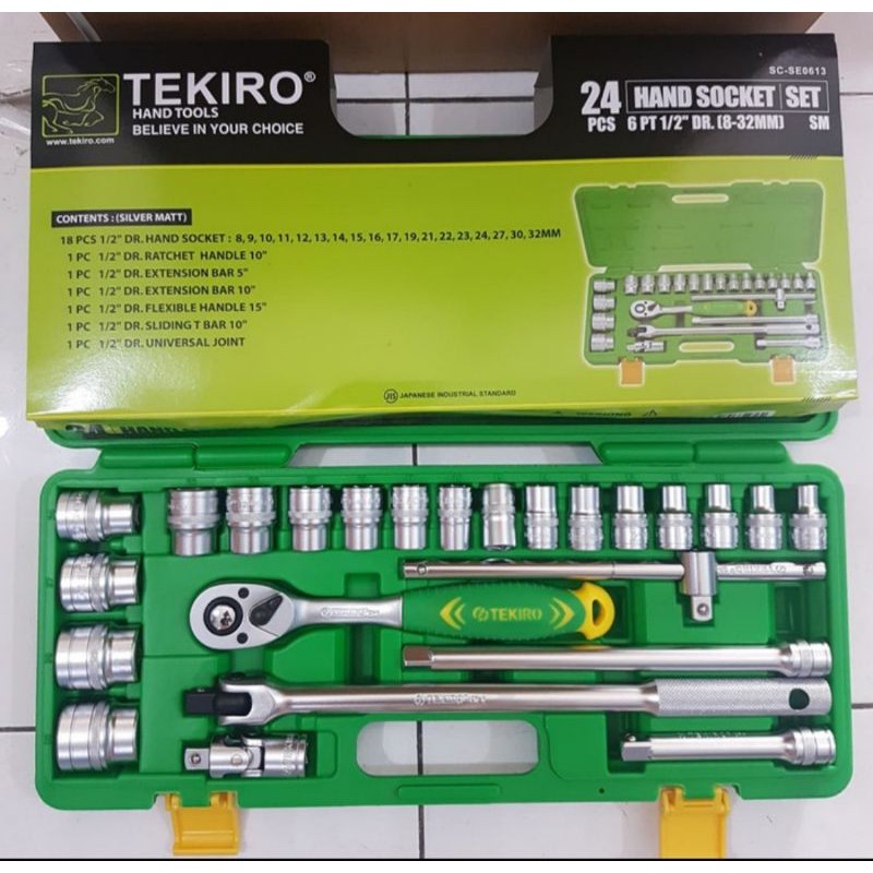 Jual Tekiro Kunci sock set 8 - 32 mm 6PT 1/2" 24pcs kunci sok shock socket set 8-32mm | Shopee ...