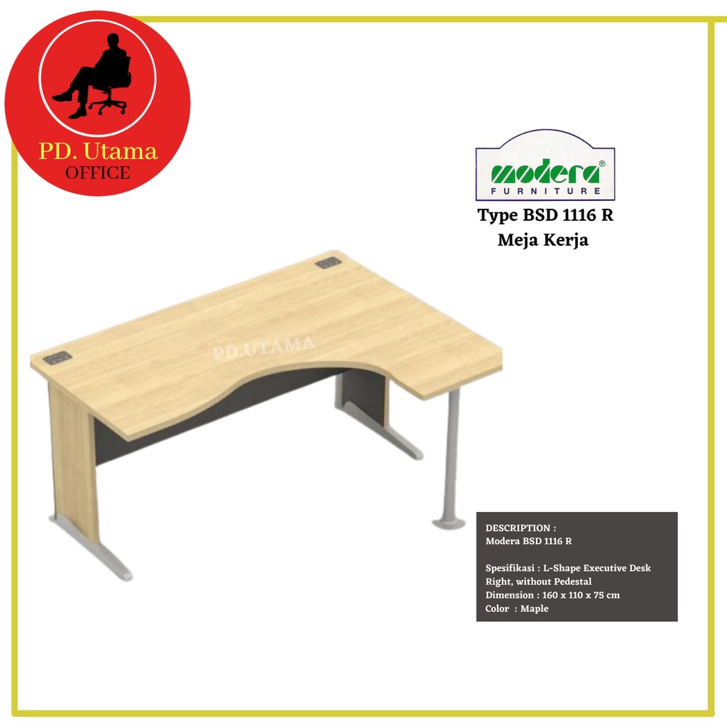 Jual Meja Kerja Modera BSD 1116 R Shape Executive Desk/Meja Kantor/Meja ...