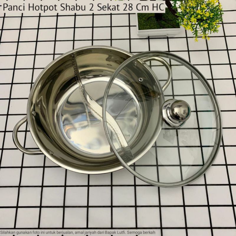 Jual panci hotpot shabu 2 sekat ukuran 28cm| panci sekat 2| panci ...