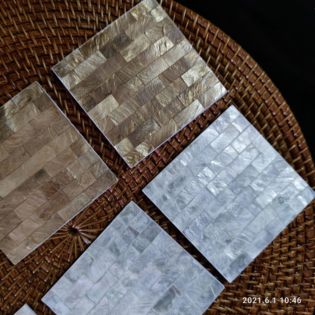 Jual coaster shell capis/tatakan gelas/glass coaster kerang capiz dot ...