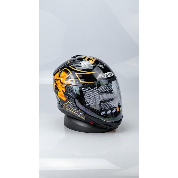 Jual Helm Motor Zeus 613 613C ZS613C ZS613 Black / Aj20 AJ 20 orange ...