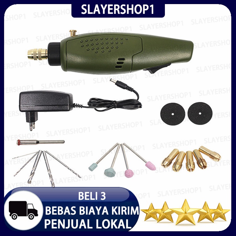 Jual Slayershop1 Bor Listrik Mini Aksesoris Set 12V DC Grinder Alat untuk Penggilingan Polishing ...