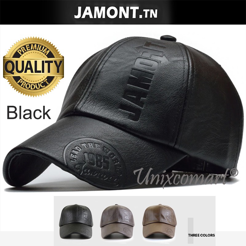 Jual Topi Kulit Leather PU Jamont LEAD THE WORLD Topi Baseball Hat ...