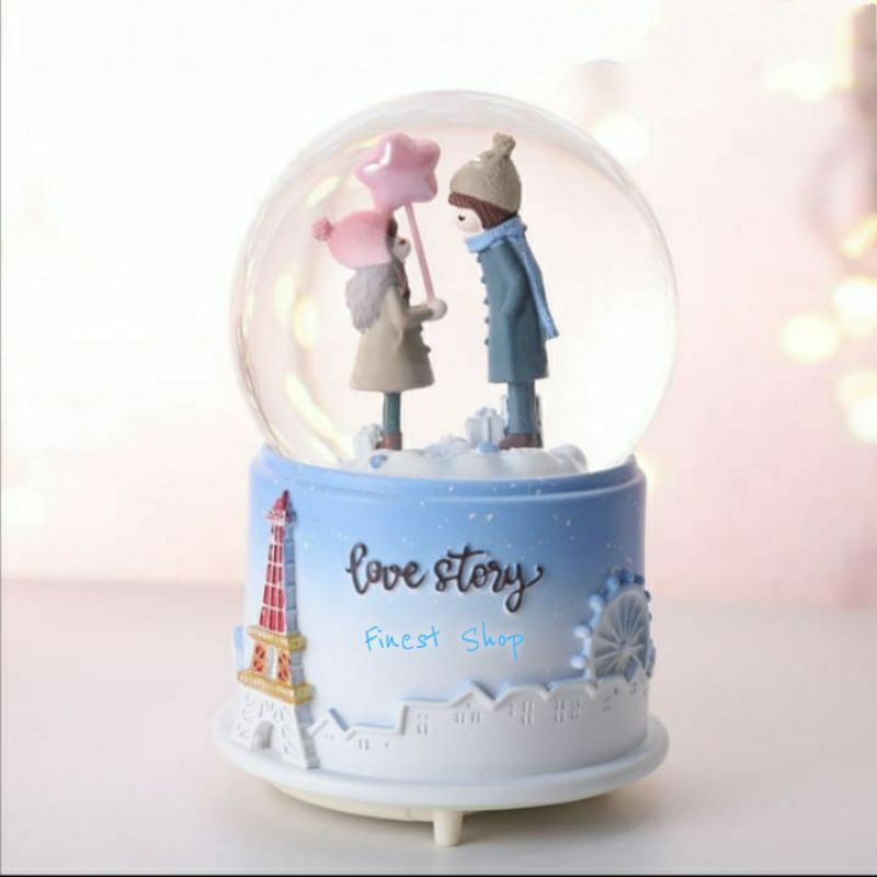 Jual NEW Kotak Musik Couple Snowball Korea JUMBO Moonlight Pajangan ...