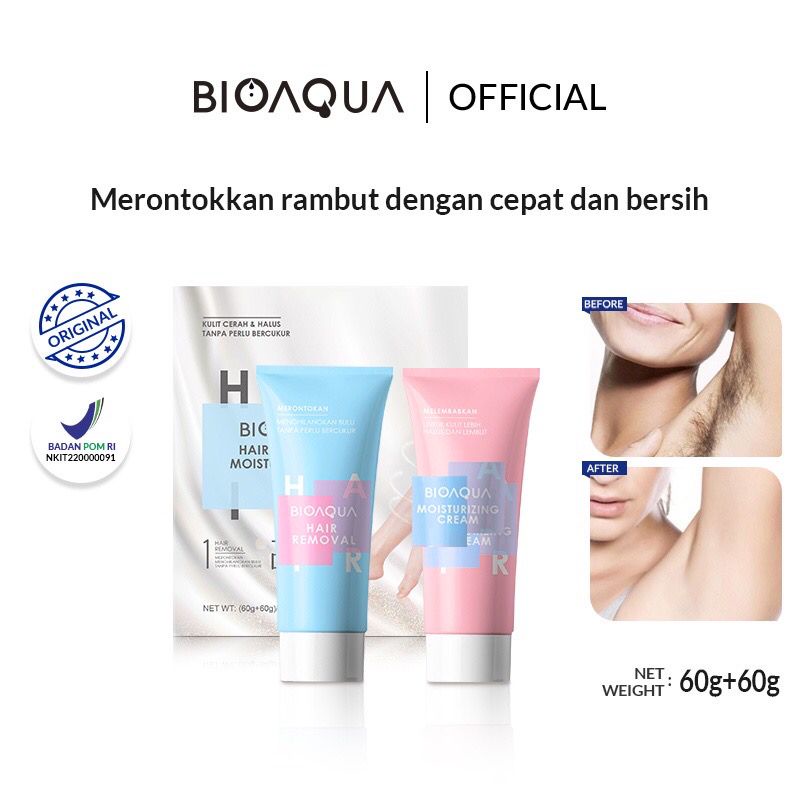 Jual [BPOM] BIOAQUA Hair Removal Moisturizing Set Hair Removal Cream ...