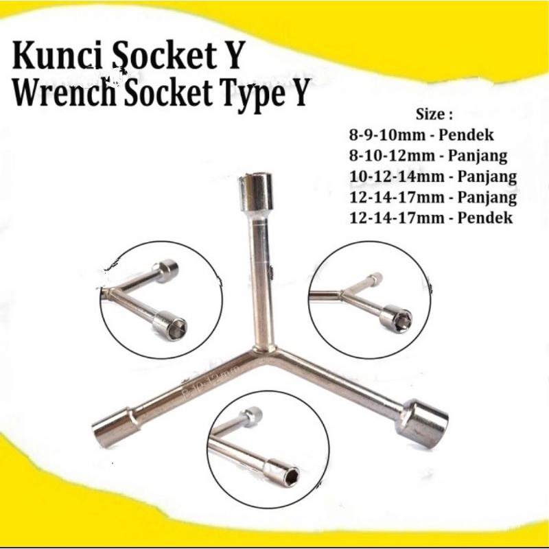 Jual Kunci sok Y segitiga kunci pas ukuran 8 10 12 cabang 3 tiga shock ...