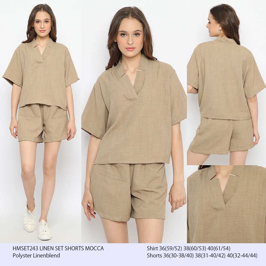 Jual HMPJ217 LUCCA SET (LINEN) - LINEN SET SHORTS | Shopee Indonesia